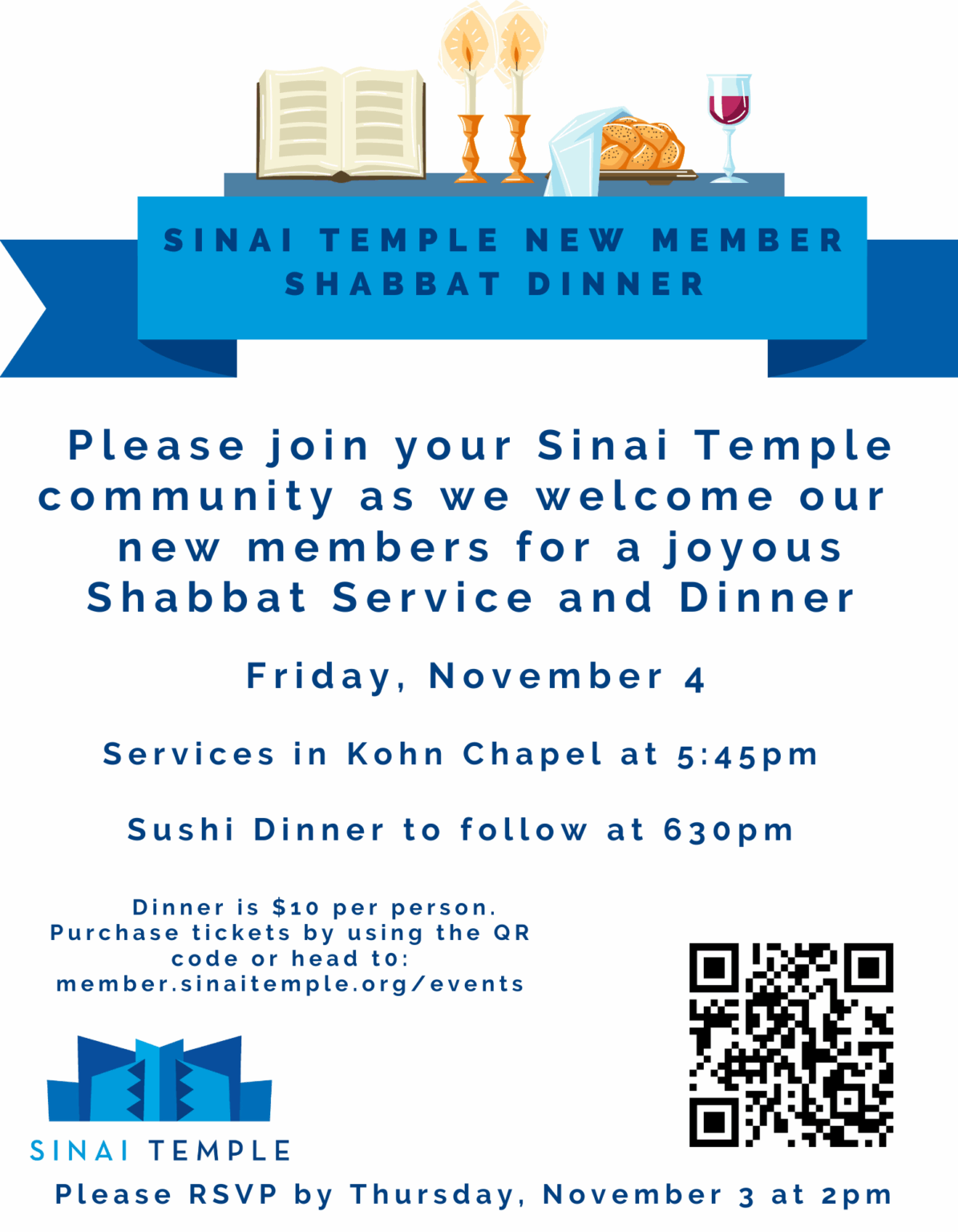 New Member Shabbat Dinner - Sinai Temple